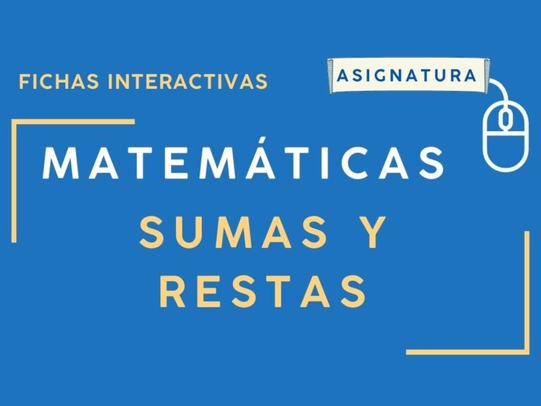 Fichas interactivas de SUMAS y RESTAS: Descarga gratis